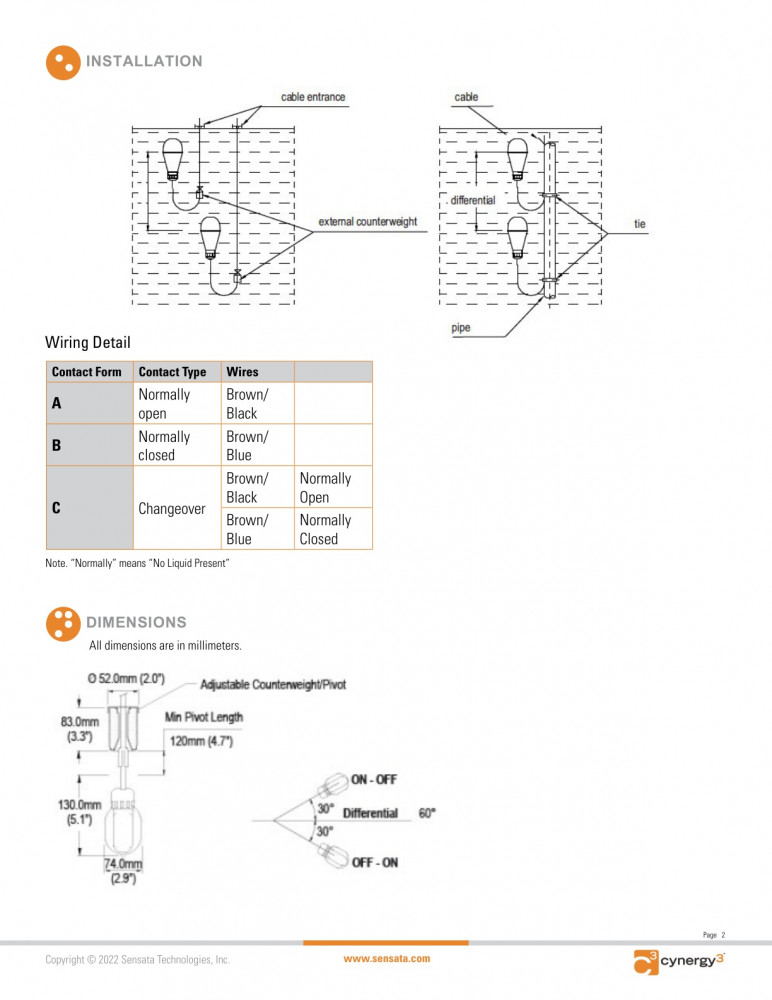 Sensata MS20C product document page 2