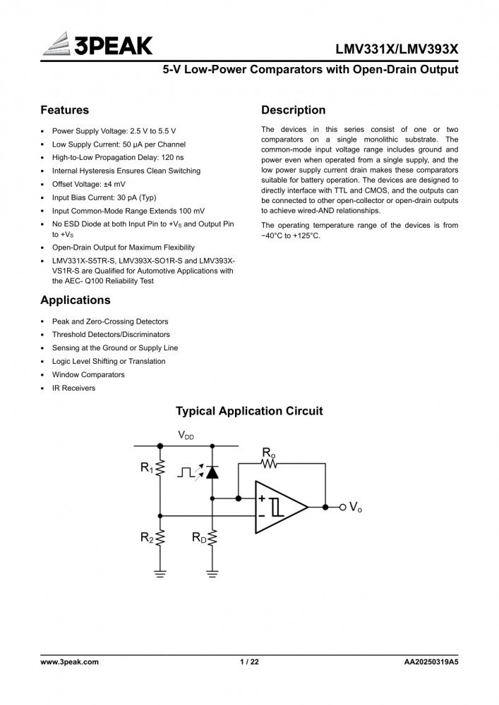LMV393X-VS1R datasheet page 1
