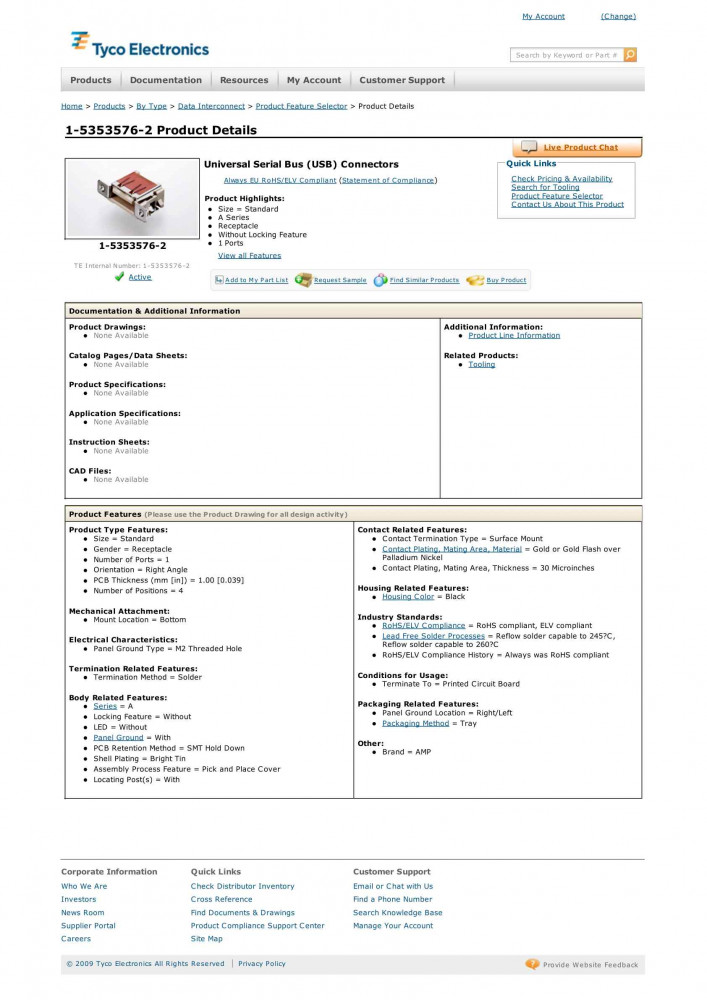 TE Connectivity 1-5353576-2 technical document preview