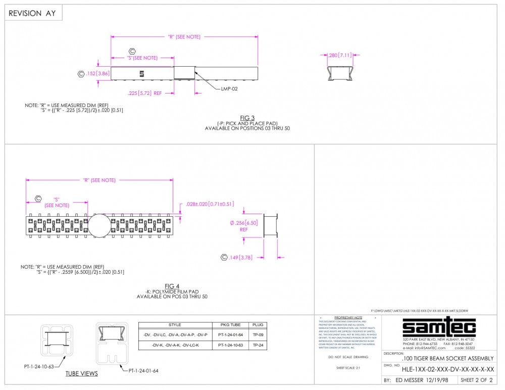 Samtec HLE-102-02-F-DV-BE-TR technical drawing page 2