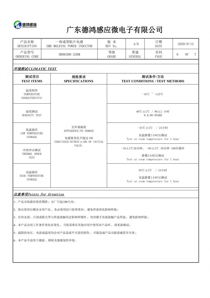 DH0630H-220M approval document page 7