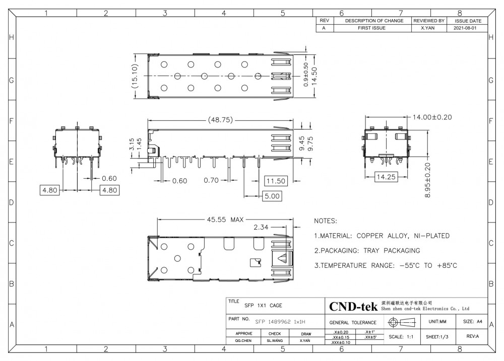 CND-tek SFP 1489962 1X1H drawing sheet 1