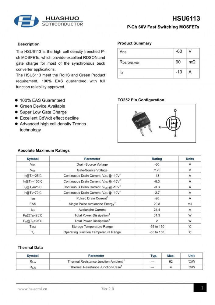 HSU6113 datasheet page 1
