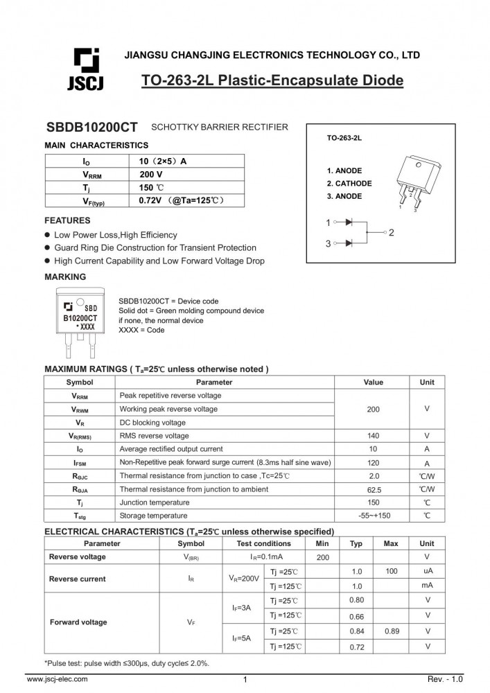 SBDB10200CT datasheet page 1