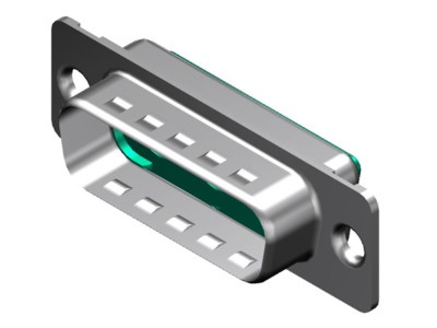 FCT Mixed Layout D-Sub Housing, Male, Tin-plated Shell, Non-Magnetic, 5 Circuits Unloaded, Green Insulator
