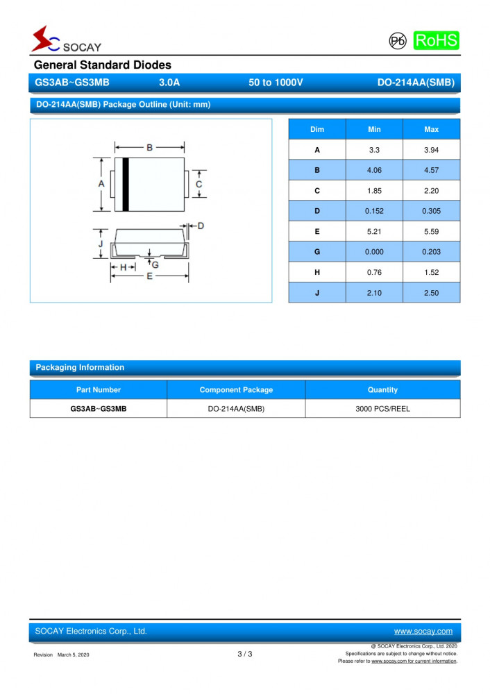 SOCAY GS3GB datasheet page 3