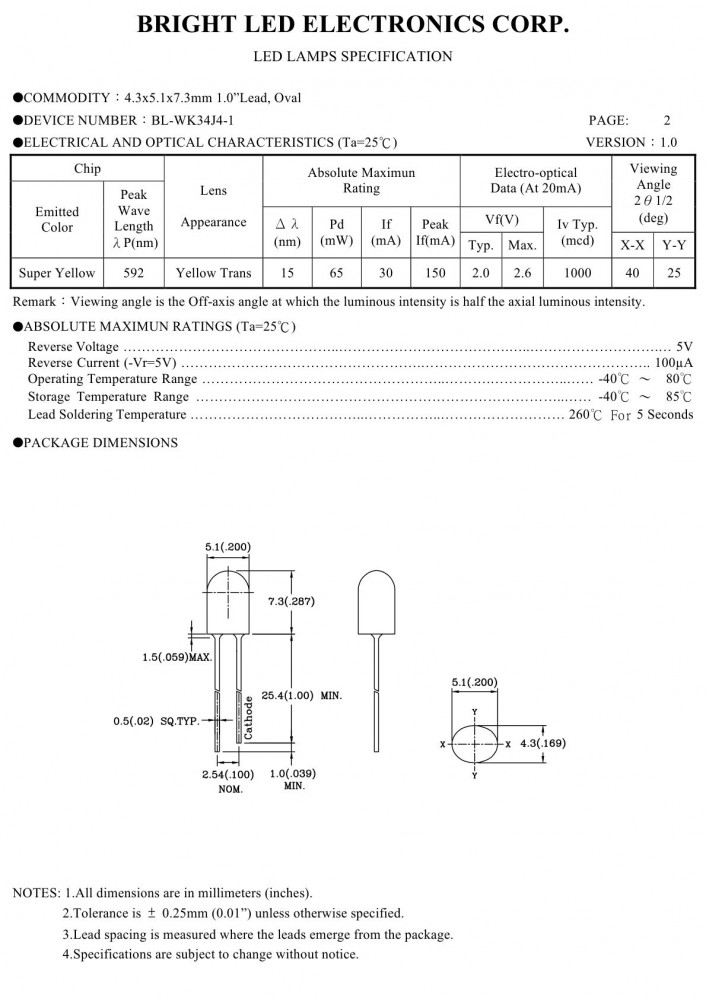 BL-WK34J4-1 datasheet page 1