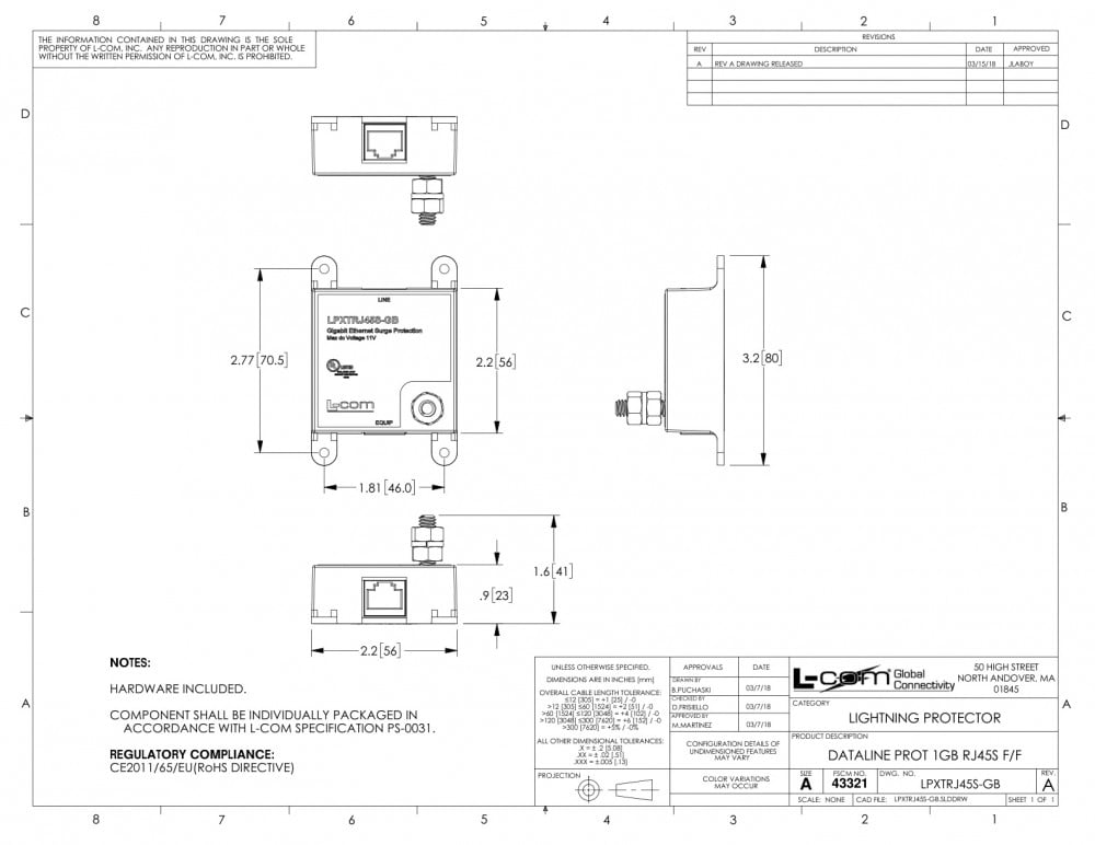 LPXTRJ45S-GB technical drawing page