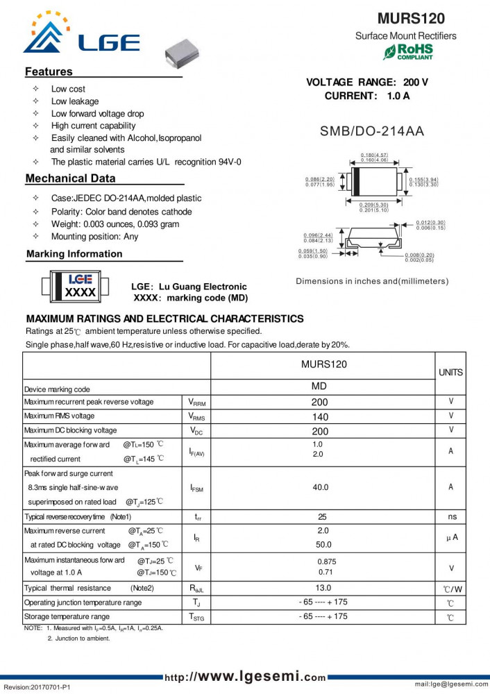 LGE MURS120 datasheet page 1