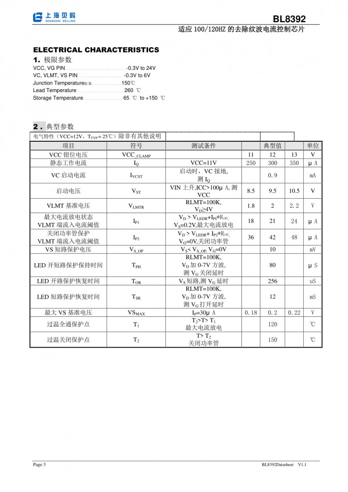 BL8392 datasheet page 3