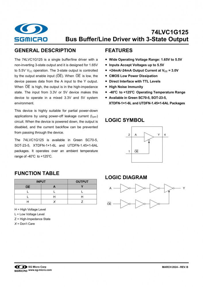 74LVC1G125 datasheet page 1