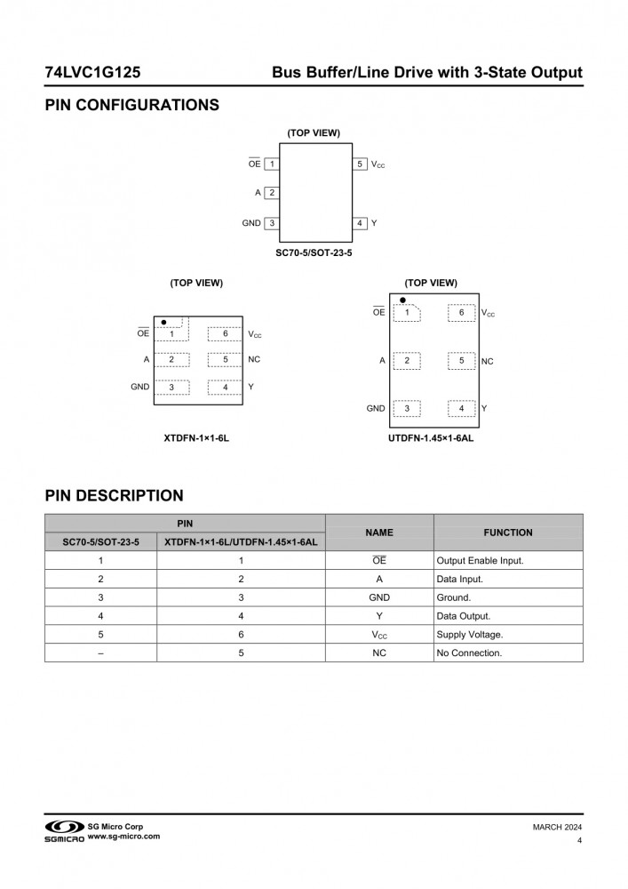 74LVC1G125 datasheet page 4
