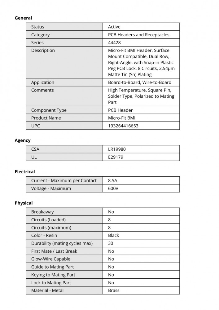 Technical document image 2 for MOLEX 444280807