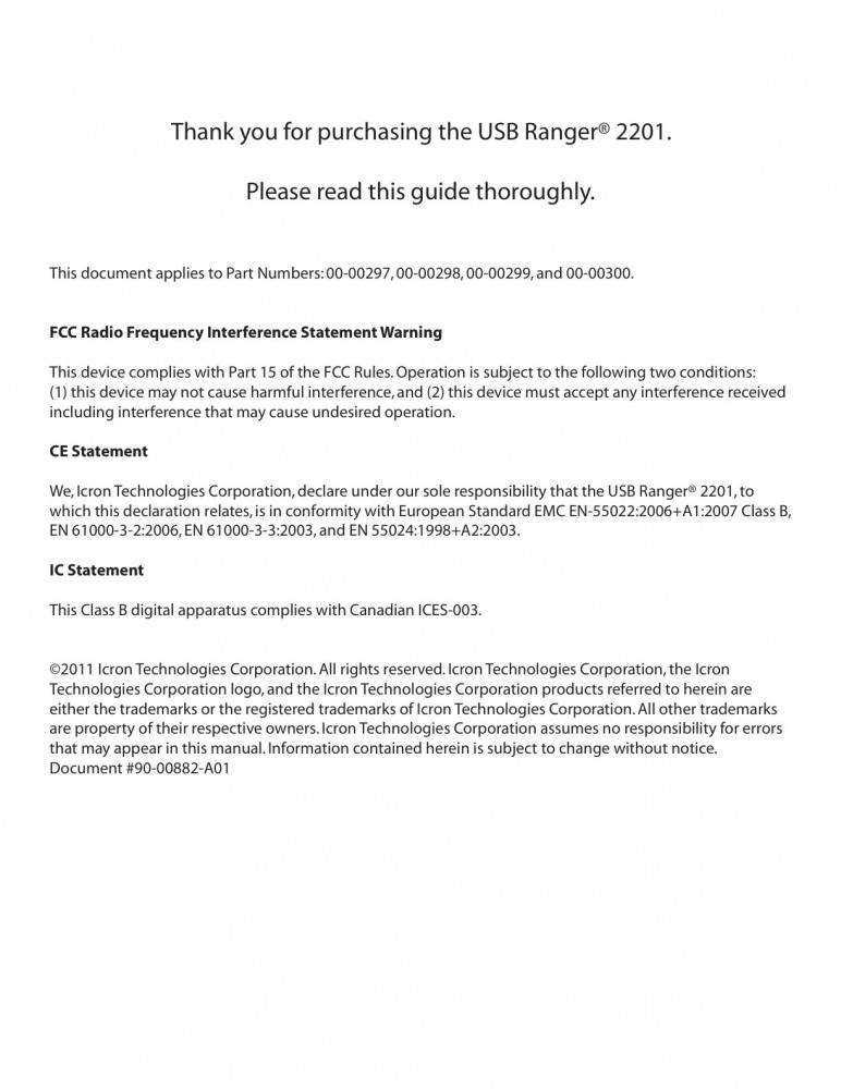 ICR2201 User Guide page 2