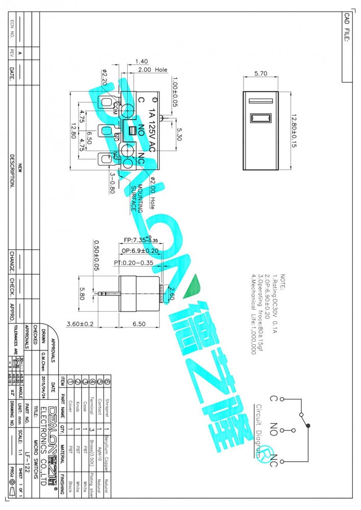 DEALON LF-122 technical document page
