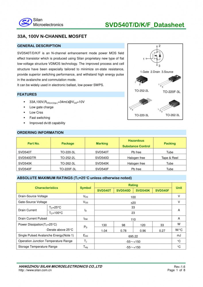 SVD540T datasheet page 1