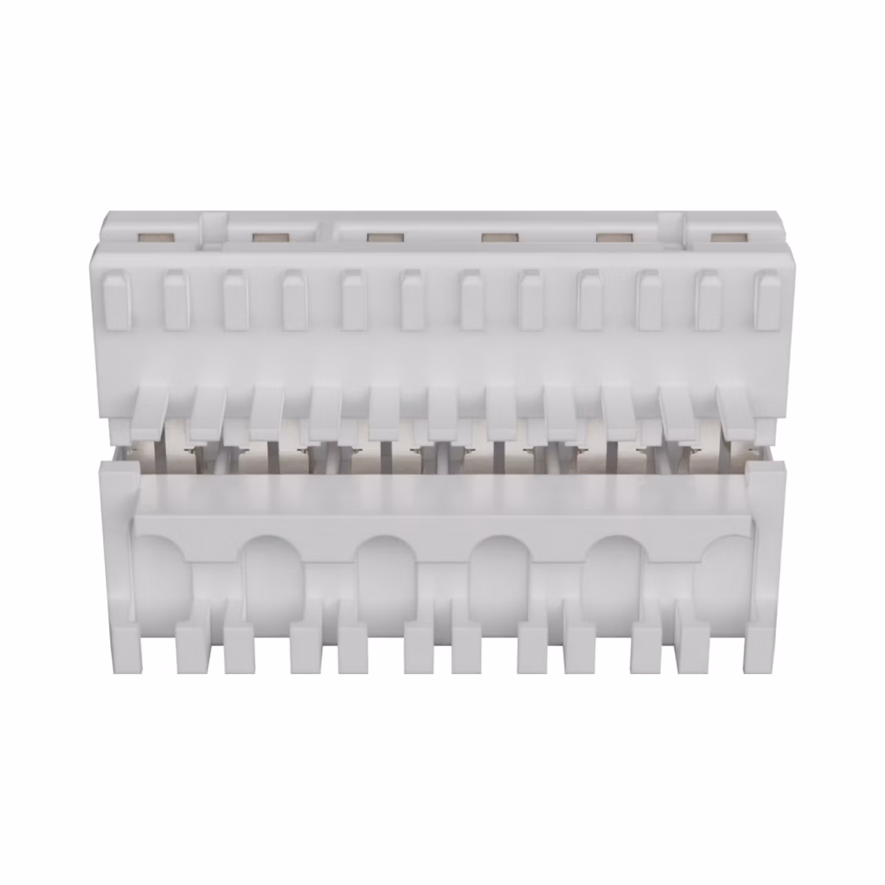 Appli-Mate RAST Power IDT Housing, 5.00mm Pitch, Direct/Indirect, Female, 6 Circuits, Fully Coded, Latches Between Circuits 1 and 2 and 5 and 6, Polarizing Rib Between Circuits 2 and 3, Open End Walls, Black Color Stripe for sale