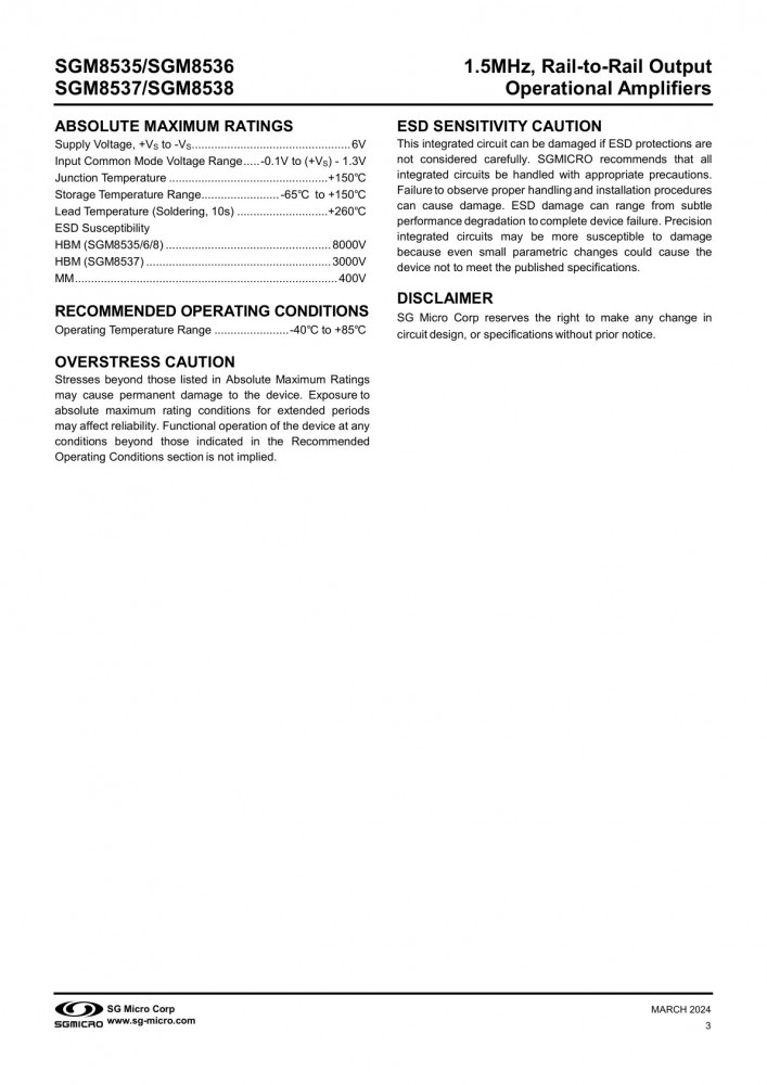SGM8535 datasheet page 3
