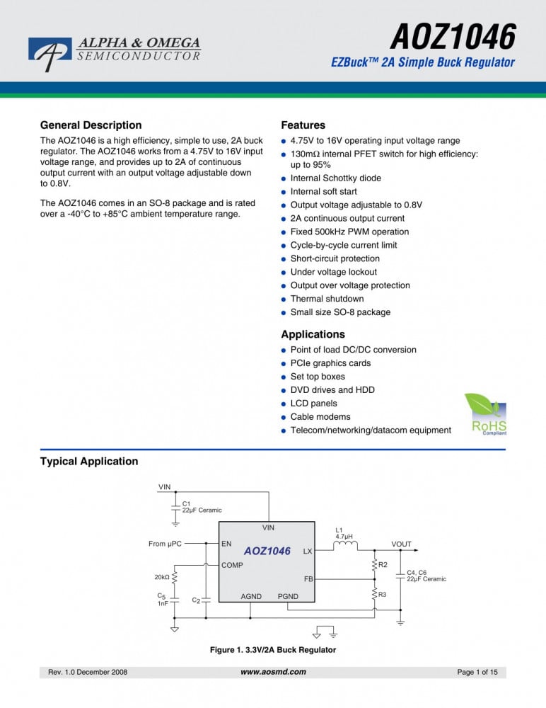 AOZ1046AI datasheet page 1