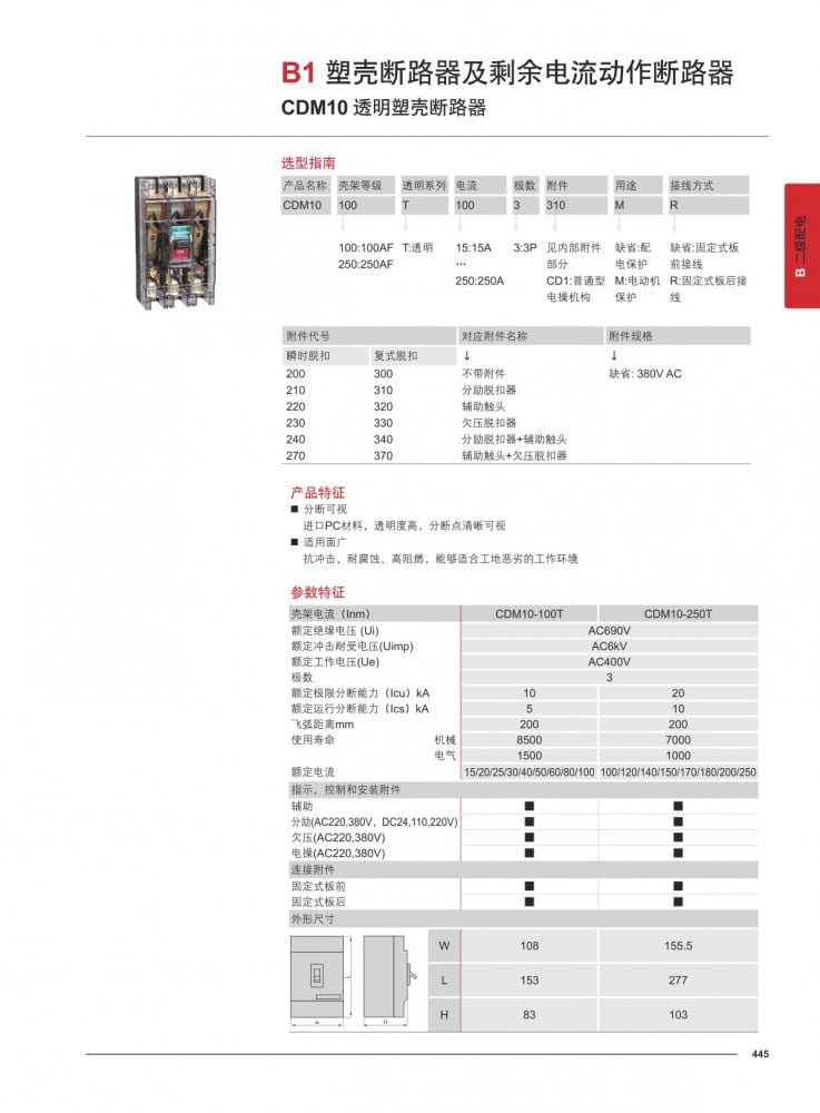 CDM10 transparent MCCB selection