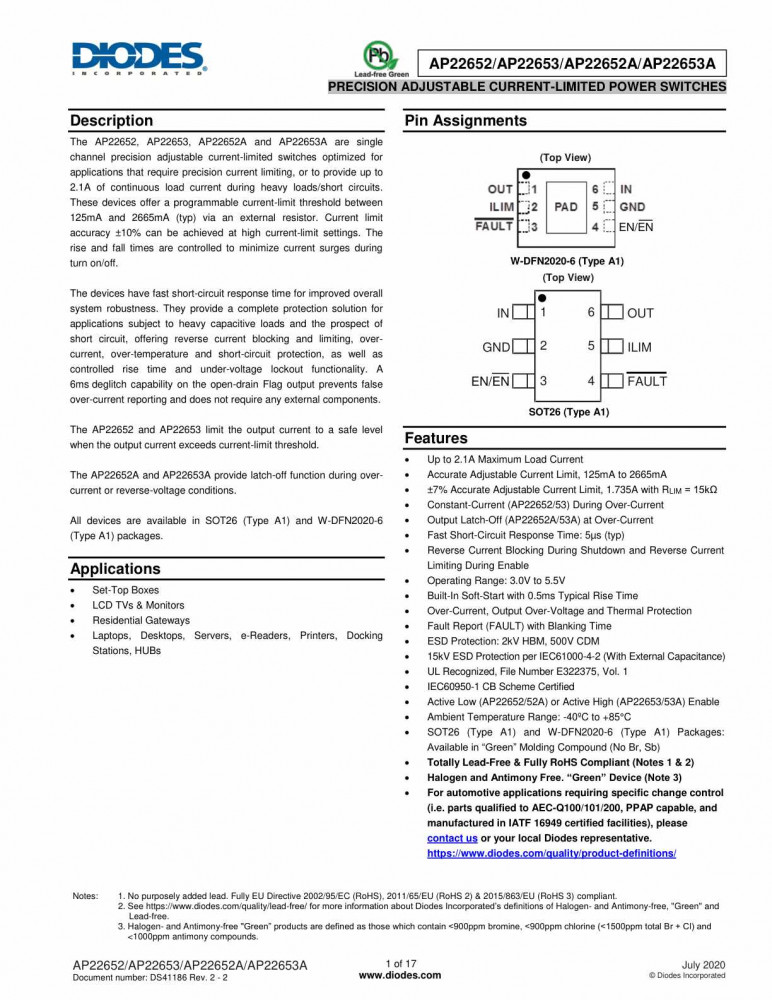 AP22652W6-7 datasheet page 1