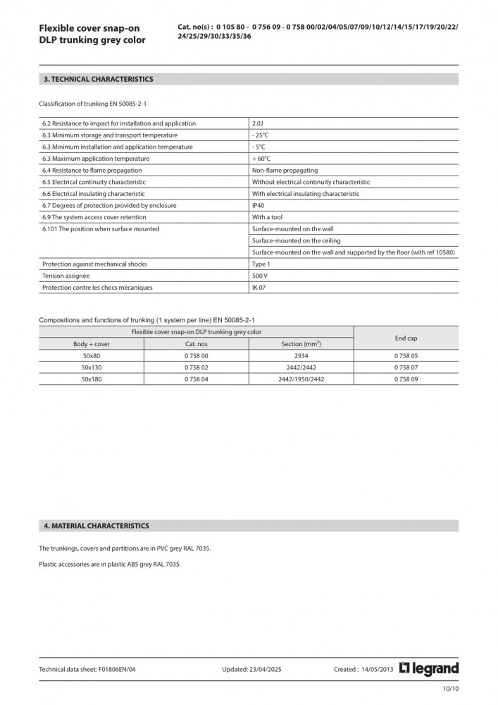 Legrand DLP trunking technical document page 10