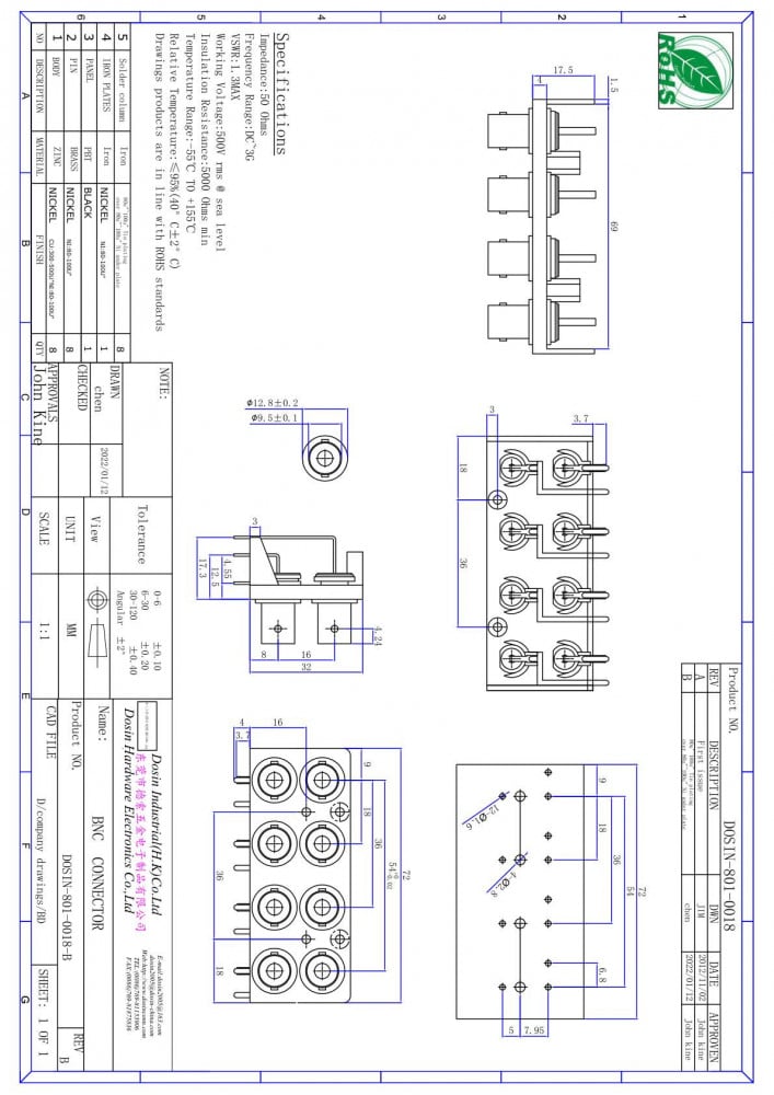 DOSIN-801-0018 technical drawing preview