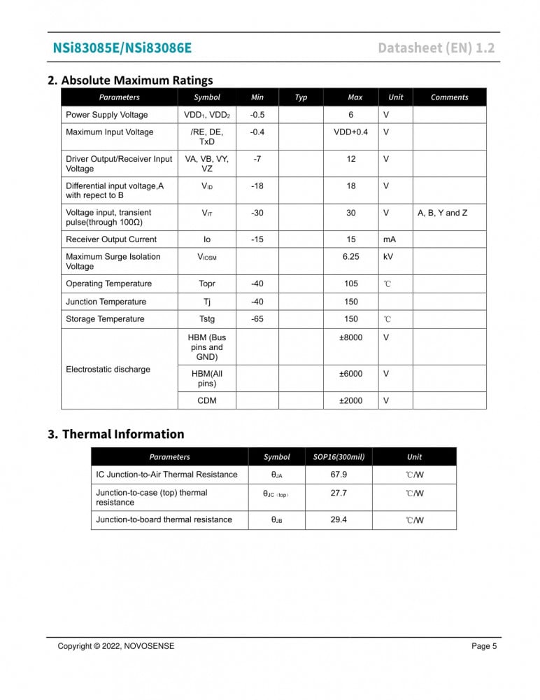 NSi83085E datasheet page 5