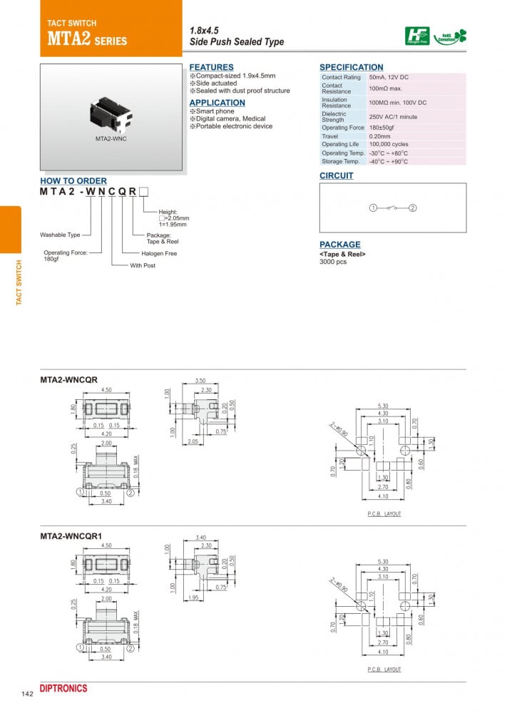 Diptronics MTA2-WNCQR technical document