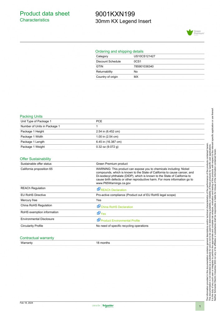 9001KXN199 technical document preview