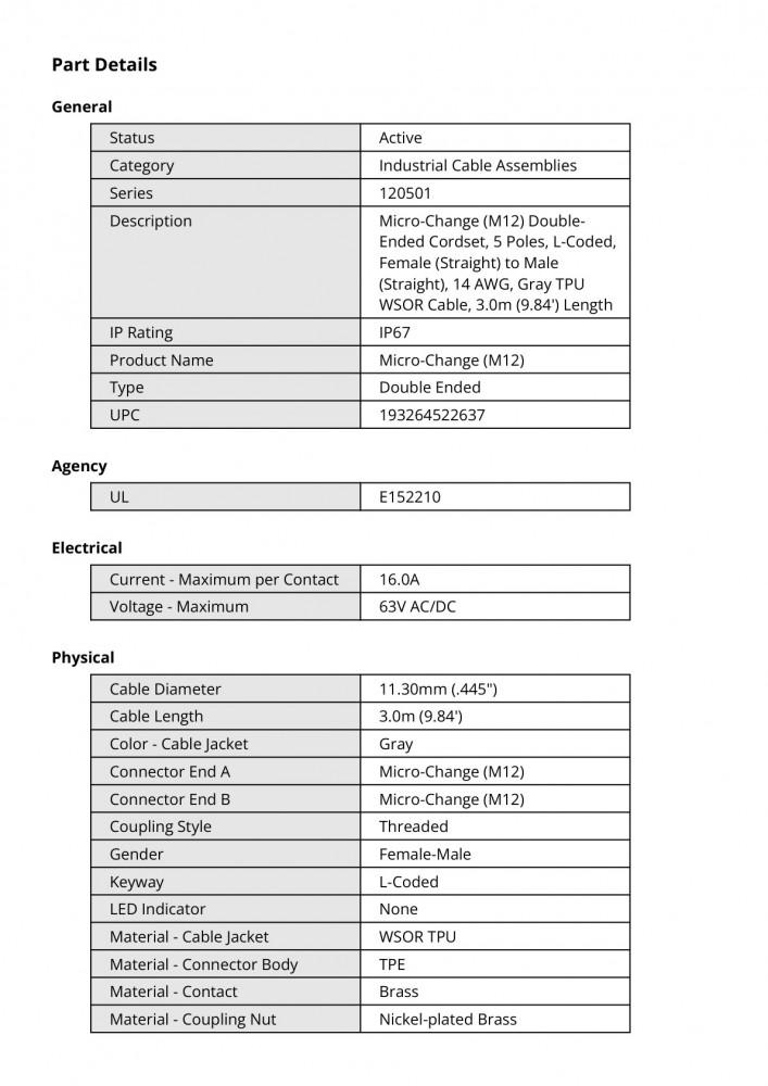Molex series 120501 packaging drawing visual, page image 2