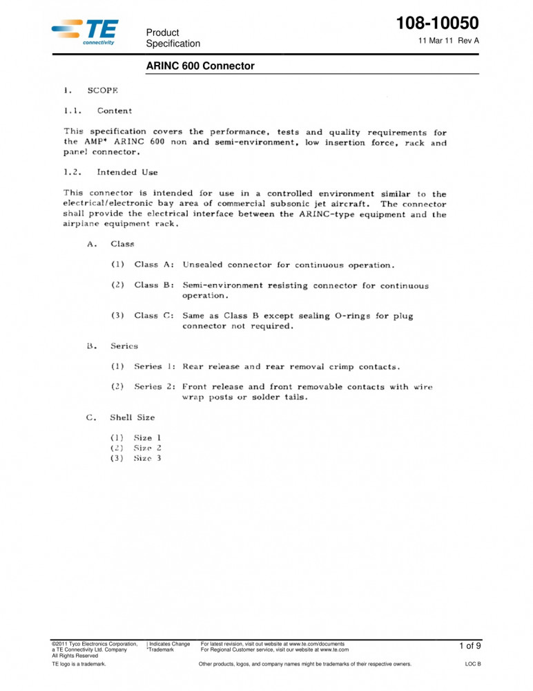 ARINC 600 specification page 1