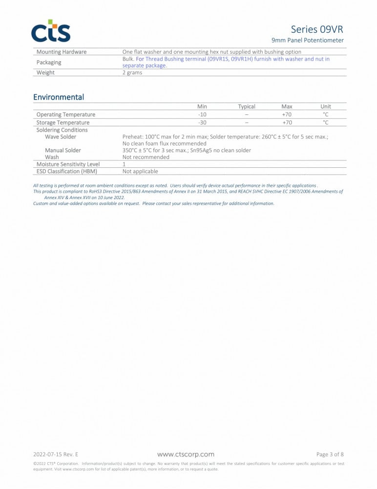 CTS 09VR datasheet page 3