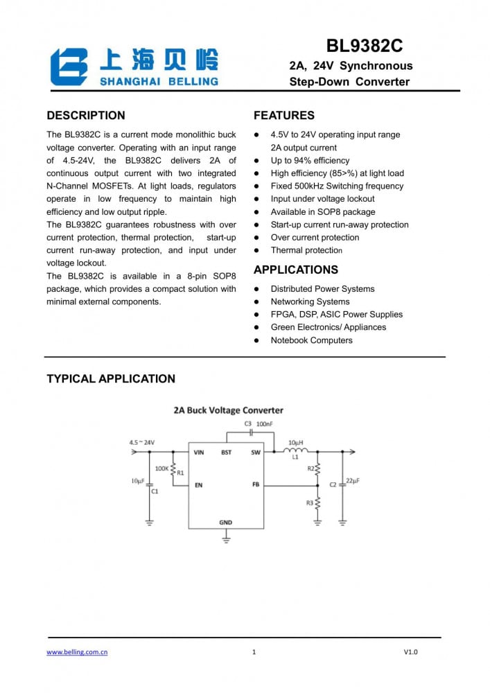 BL9382C datasheet page 1