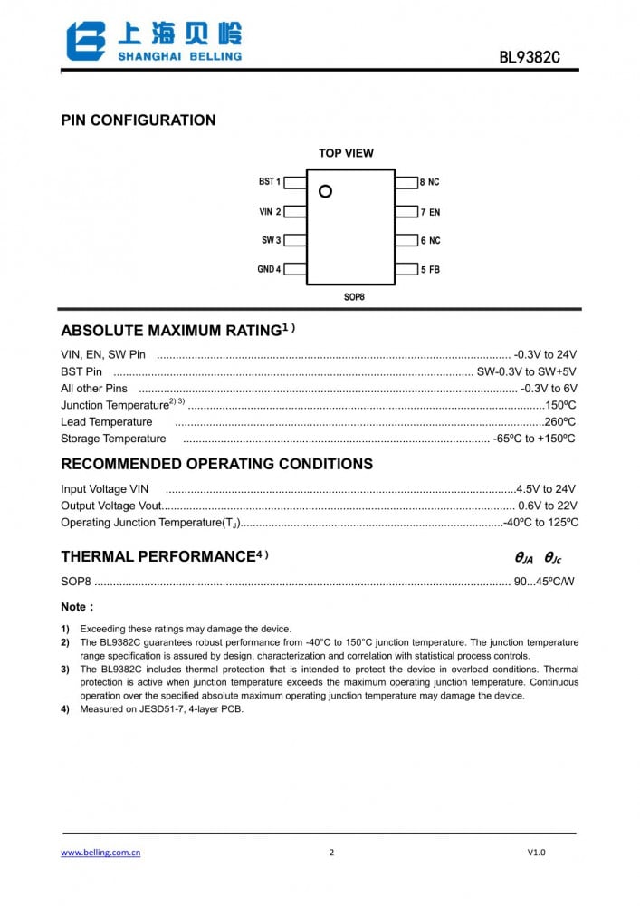BL9382C datasheet page 2