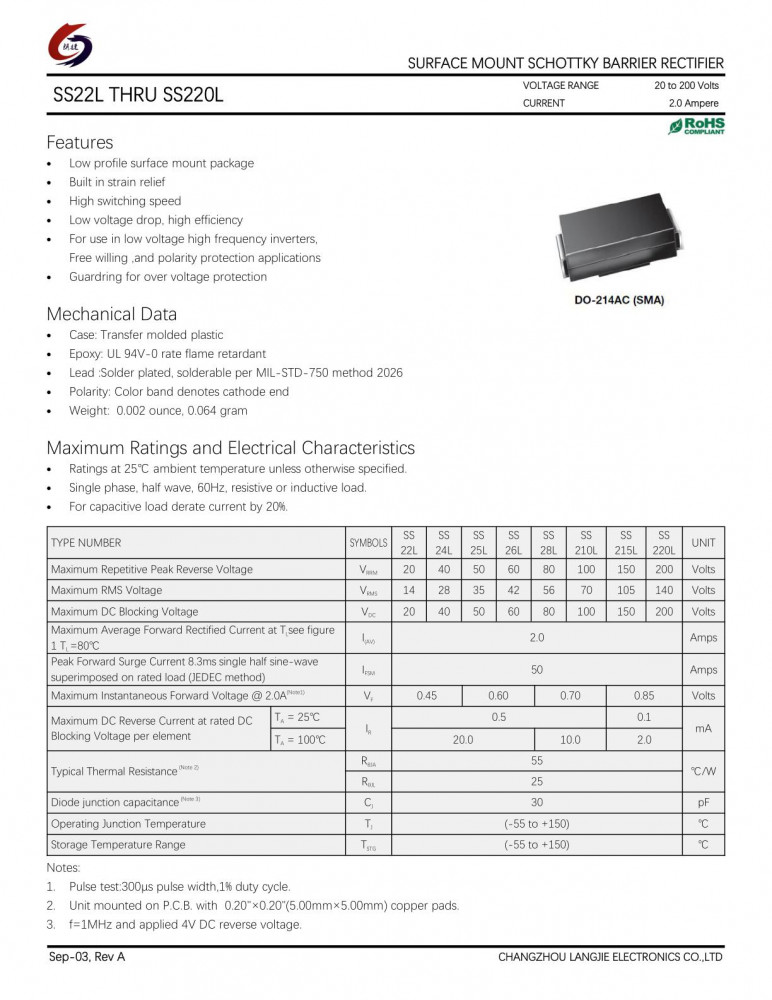 SS26L datasheet page 1