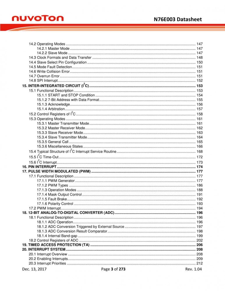 N76E003 datasheet page 3