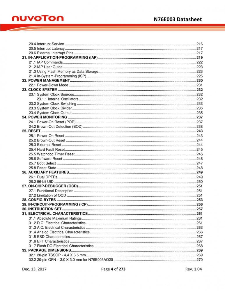 N76E003 datasheet page 4