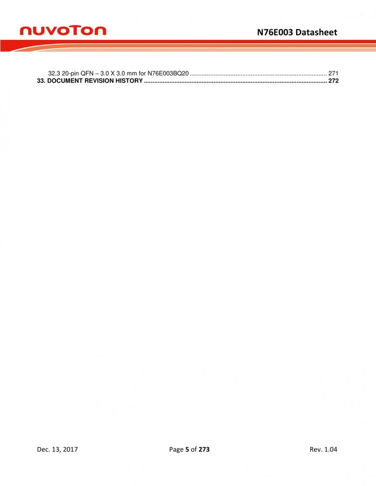 N76E003 datasheet page 5