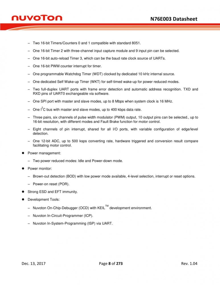 N76E003 datasheet page 8