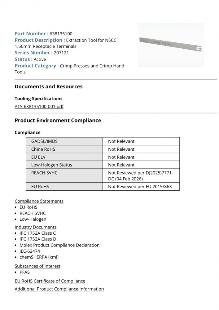 Tooling specification document page 1