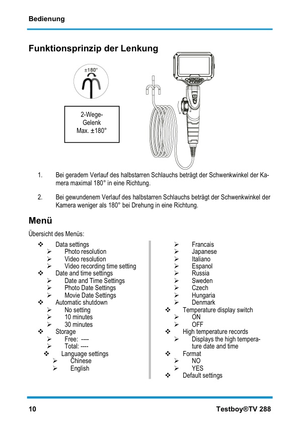 TESTBOY TV 288 manual page 10