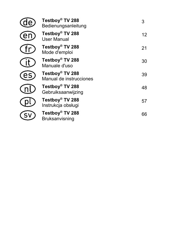 TESTBOY TV 288 manual page 2