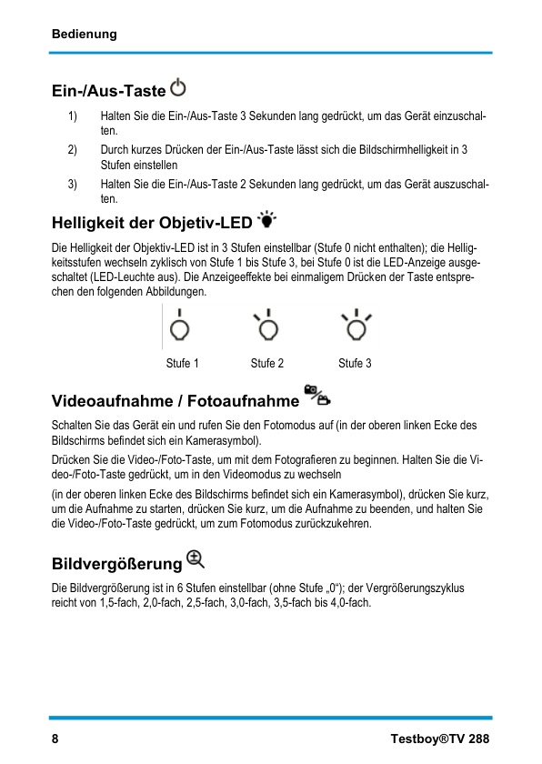 TESTBOY TV 288 manual page 8