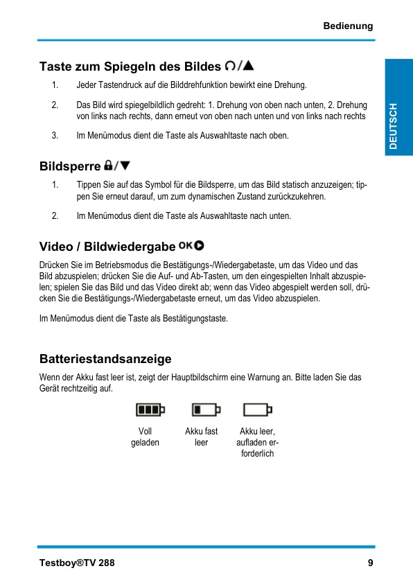 TESTBOY TV 288 manual page 9