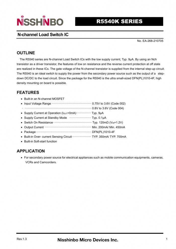 R5540 datasheet page 1