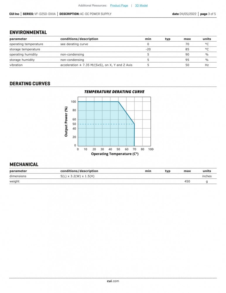 VF-D250-D1224A datasheet page 3