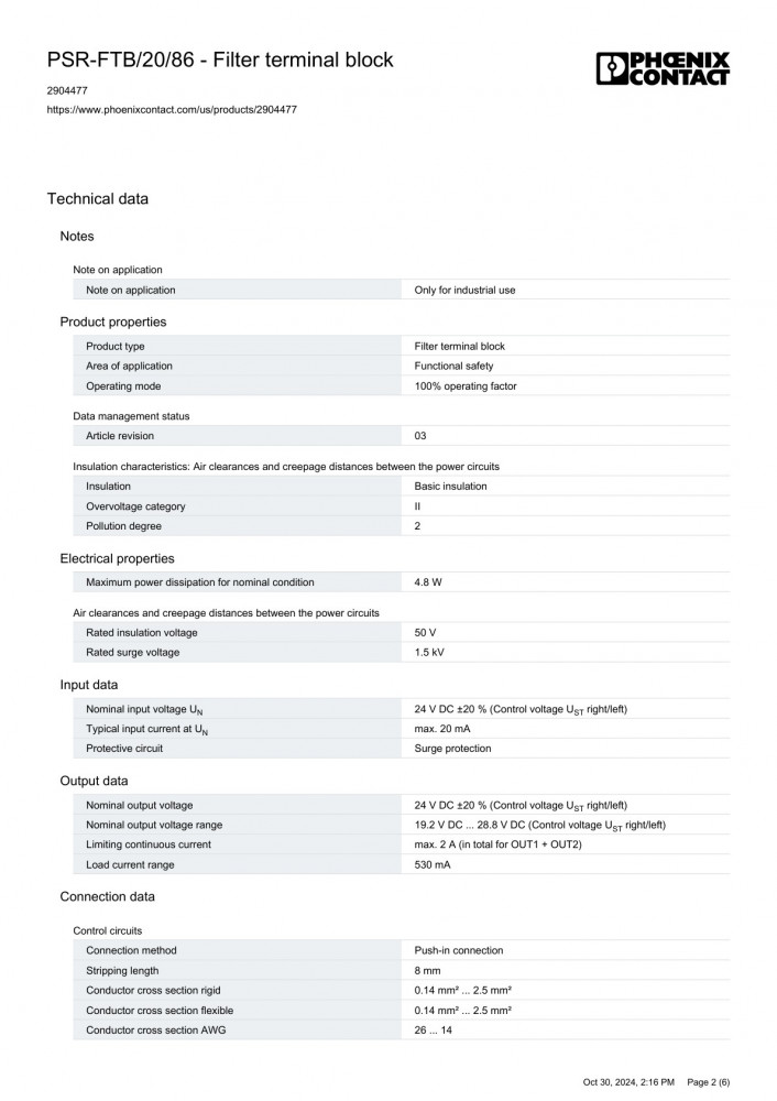 Phoenix Contact 2904477 technical document page 2