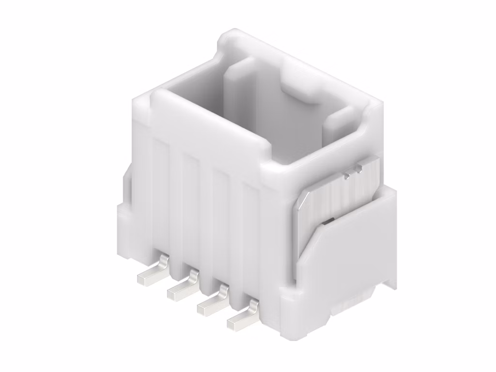 Micro-One Wire-to-Board Header, Vertical, 2.00mm Pitch, Single Row, Glow-Wire Capable, Surface Mount, 4 Circuits, Tin-Bismuth Plating, Natural, with Potting Capability, with Cover Tape