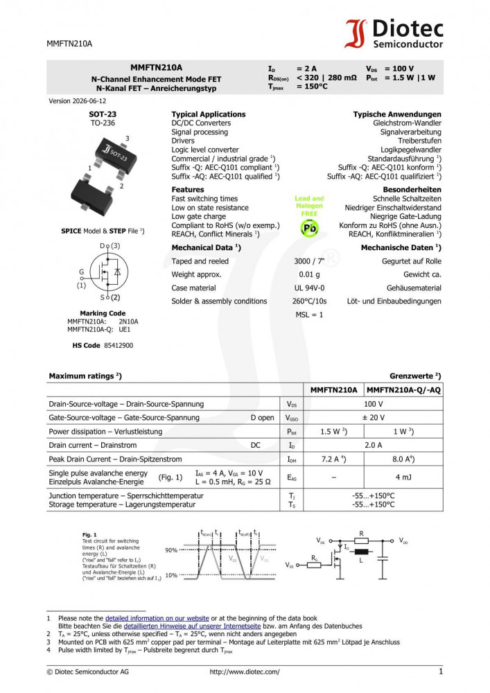 MMFTN210A-Q datasheet page 1